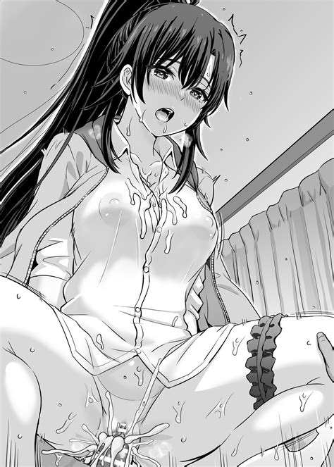 Rule 34 Areolae Visible Through Clothing Bar Censor Black And White Black Hair Blush Censored