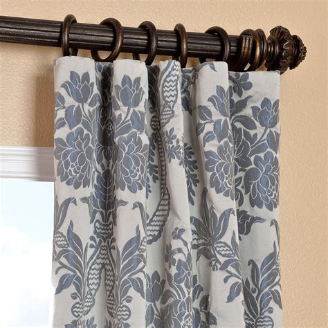 Magdelena Silver Blue Designer Damask Curtain Damask Curtains