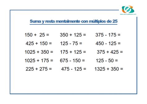 C Lculo Mental Primaria Actividades Y Fichas Para Ni Os De Primaria