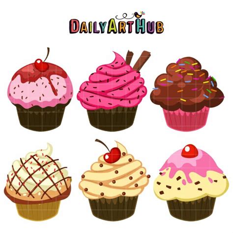 Lovely Cupcakes Clip Art Set Daily Art Hub Graphics Alphabets Svg