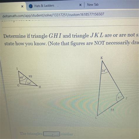 determine if triangle ghi and triangle jkl are similar or not similar