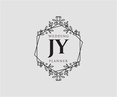 JY Initials Letter Wedding Monogram Logos Collection Hand Drawn Modern