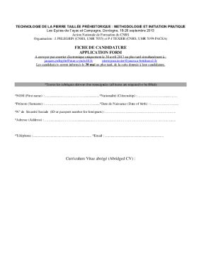 Remplissable En Ligne Fiche De Candidature Application Form Fax