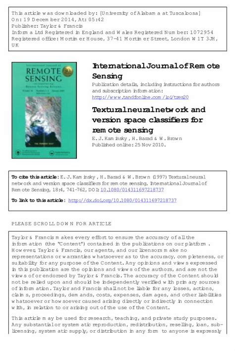 pdf textural neural network and version space classifiers for remote sensing dokumen tips