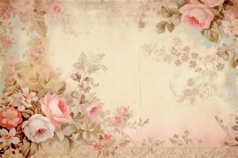 Fondo Floral Vintage Con Una Flor Rosa Y Hojas Foto Premium