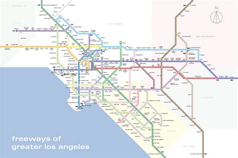 Los Angeles Freeways And Highway Map Print Etsy