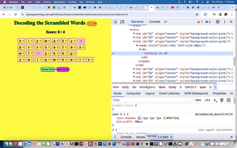 php javascript decoding scrambled words game css tutorial robert james metcalfe blog