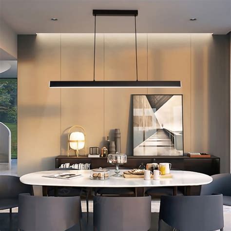 Modern Led Long Pendant Light Linear Hanging Lights Black Brown Pendant