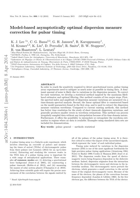 pdf model based asymptotically optimal dispersion measure correction for pulsar timing