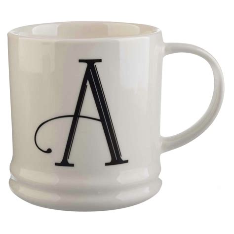 Monogrammed Porcelain Mug 15oz White With Black Letter Threshold