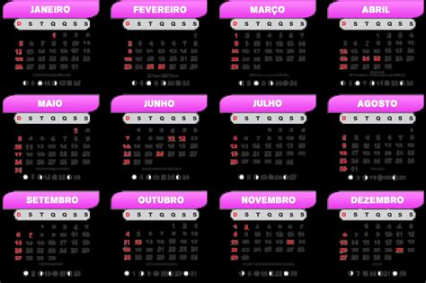 Gabarito Calendário 2020 Rosa Meses Branco Imagem Legal