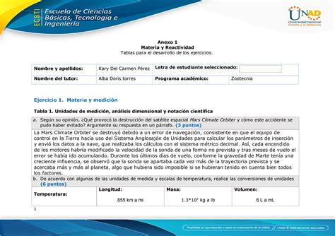 Tarea 2 Materia Y Reactividad Anexo 1 Materia Y Reactividad Tablas