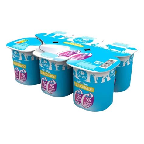 Yogur natural edulcorado Carrefour Classic sin azúcares añadidos pack