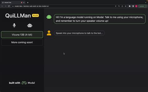quillman voice chat with llms modal docs