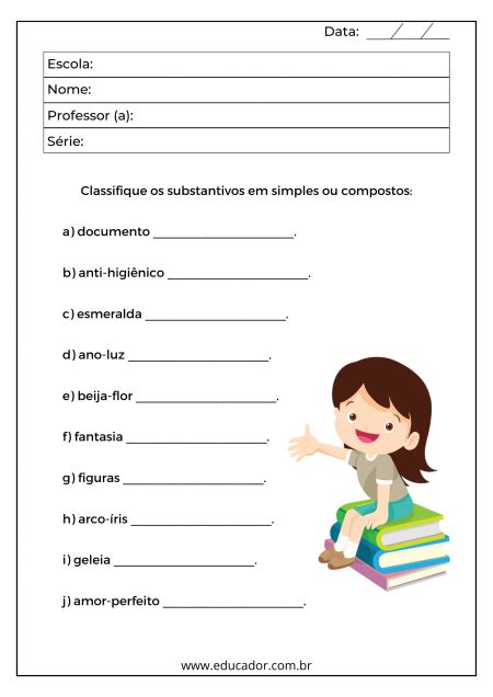 20 Atividades De Substantivos Simples E Compostos Educador