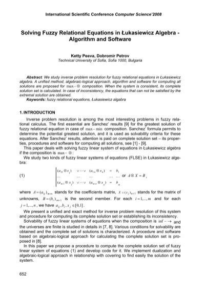 solving fuzzy relational equations in Łukasiewicz algebra