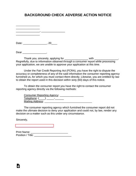Free Background Check Adverse Action Notice PDF Word EForms