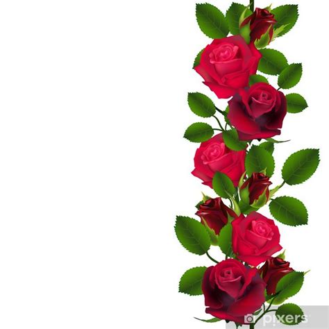 Póster Seamless vector patrón de rosas rojas verticales PIXERS ES