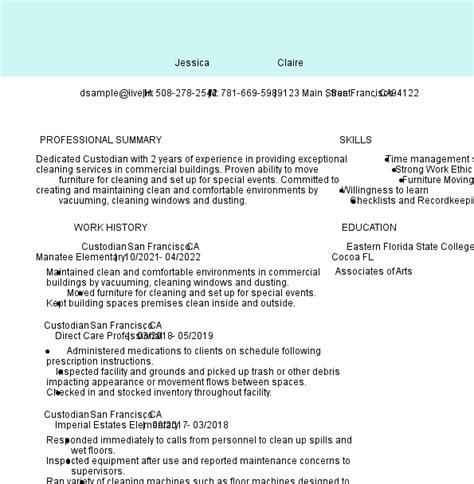 6 Great Custodian Resume Examples LiveCareer