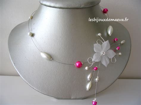 Bijoux mariage collier fantaisie de mariée ivoire Fleur étoilée