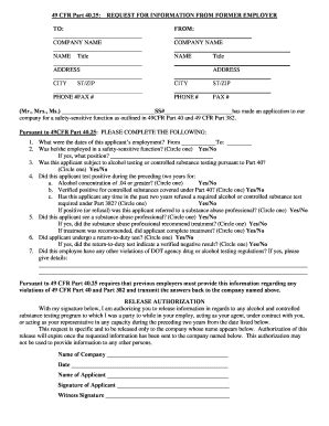 Fillable Online Ok 49 CFR Part 40 25 REQUEST FOR INFORMATION FROM