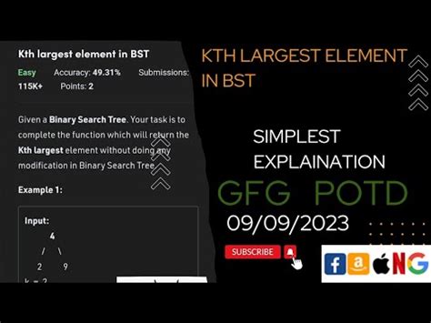 Kth Largest Element In Bst Gfg Potd Today Potd Gfg Problem Of The