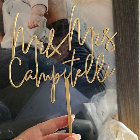 Gold Mr And Mrs Cake Toppers For Wedding By Luxtomi Custom Etsy