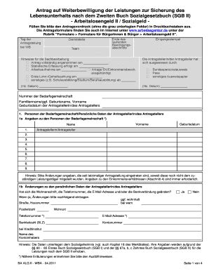 Ausfüllbar Online Alg II WBA Antrag auf Weiterbewilligung der