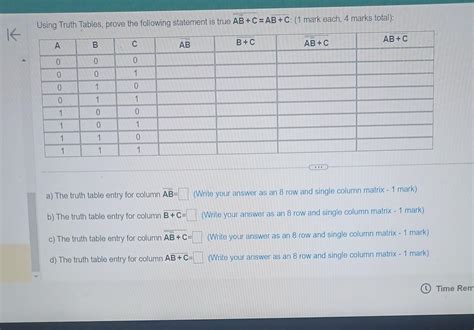 solved using truth tables prove the following statement is