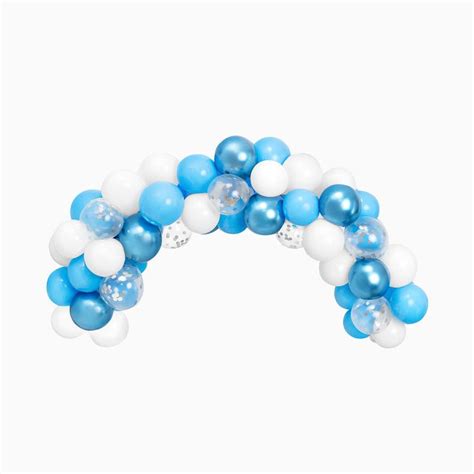 Set Arco Globos Azul Blanco Azul Metalizado Y Transparentes Con Conf