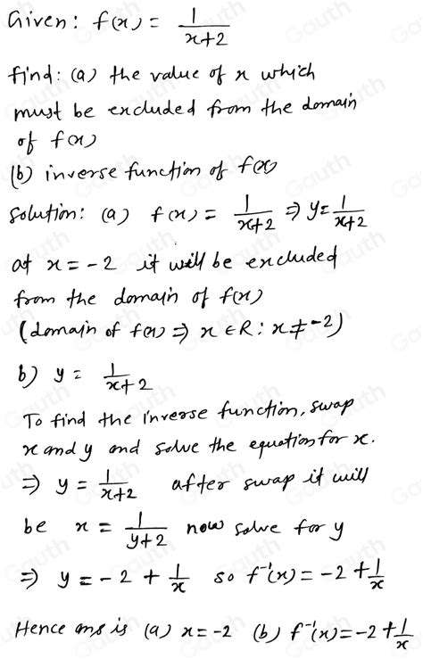 solved 19 f x 1 x 2 a find the value of x which must be excluded from the domain of f x x
