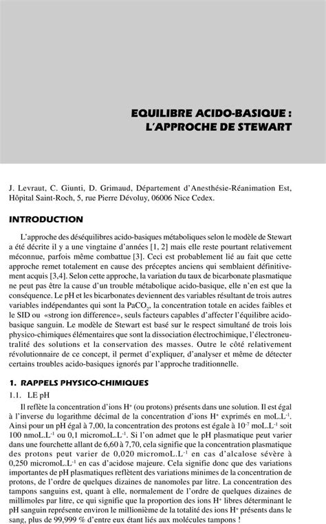 Pdf Equilibre Acido Basique Et Importance De L Index G N Alogie Pdf