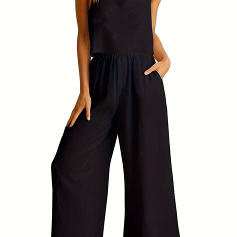 Ensemble débardeur à col carré et pantalon large à jambes larges pour
