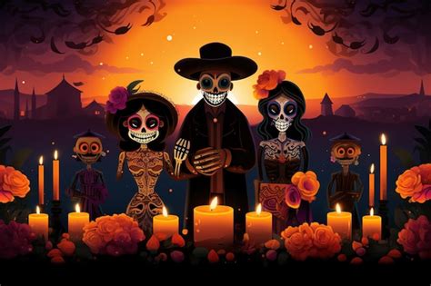 Celebración vibrante del día de los muertos las familias se reúnen para