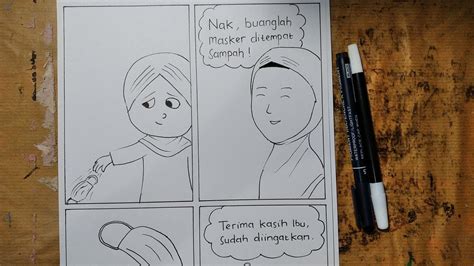 Cara Membuat Gambar Cerita Komik Mudah Ditiru 4 Kotak Tentang Larangan