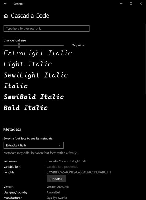 cascadia code suddenly stopped showing up as a valid font in console windows not windows