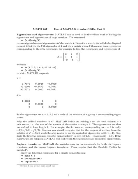 math 267 use of matlab to solve odes part 2