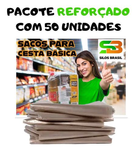Saco Plastico Transparente 50x80 50un Saco P Cesta Basica