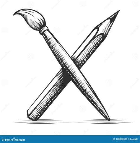 Gereedschappen Voor Penselen En Potloodsen Tekenen Kunstsymbool