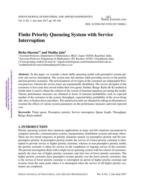 pdf finite priority queueing system with service interruption
