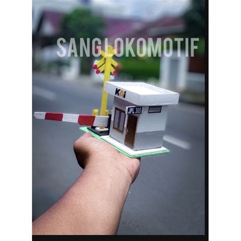 Jual Miniatur Palang Pintu Kereta Api Full Stiker Paling Murah Hand