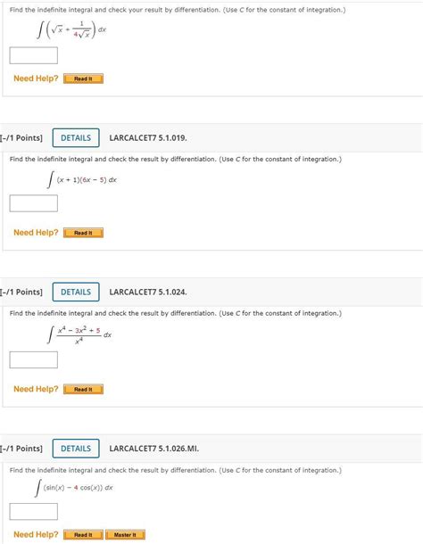 Solved Find The Indefinite Integral And Check Your Result By Chegg