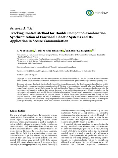 pdf tracking control method for double compound combination synchronization of fractional