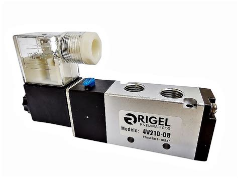 Válvula Direcional Pneumática 5 3 vias Duplo Solenoide Centro Fechado