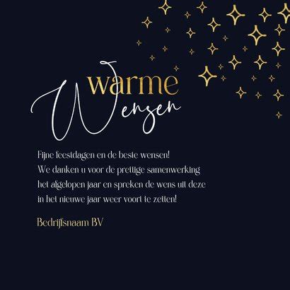 Zakelijke Kerstkaart Donkerblauw Gouden Sterren Kaartje2go
