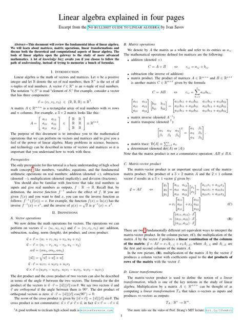 linear algebra in 4 pages pdf pdf eigenvalues and eigenvectors basis linear algebra