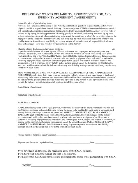 Fillable Online Printable Waiver Form PDF Spearfish Gymnastics