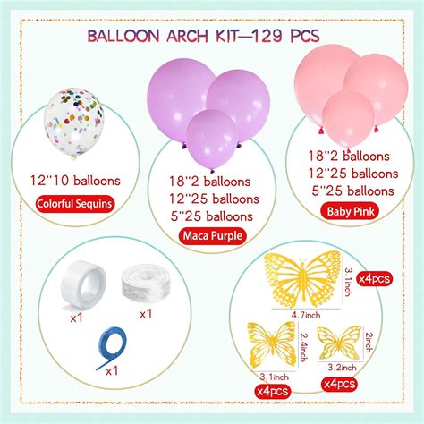 Kit De Arco De Guirnalda De Globos Rosa Pastel Y Morado 129 Piezas Con