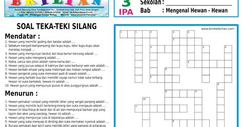 Soal Teka Teki Silang Tts Ipa Kelas Sd Bab Bumi Dan Alam Semesta Hot