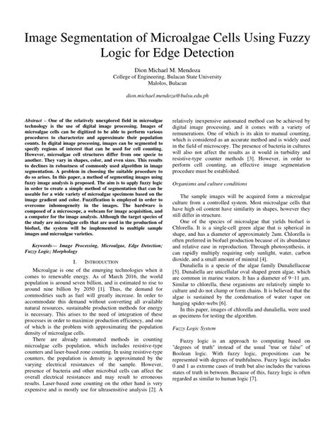 pdf image segmentation of microalgae cells using fuzzy logic for edge detection